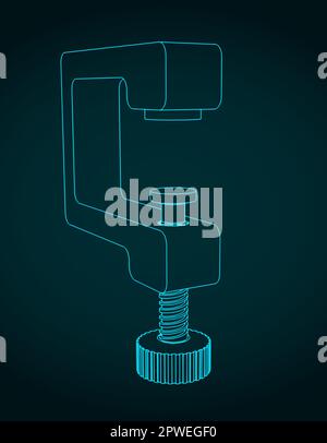 Stylized vector illustration of blueprints of wood gripper Stock Vector ...
