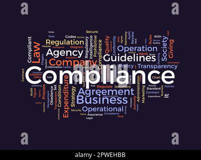 Word cloud background concept for Compliance. Business agency policy ...