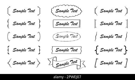 Text title frame handwriting ribbon, square, circle decoration element ...