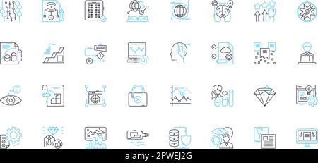 Mathematics linear icons set. Algebra, Geometry, Calculus, Trigonometry ...