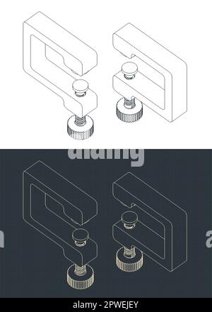 Stylized vector illustration of blueprints of industrial robot Stock ...