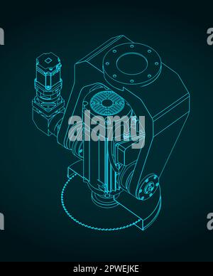 Stylized vector illustration of blueprints of CNC Saw Head Stock Vector Image & Art - Alamy