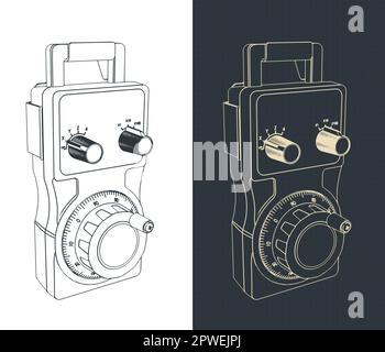Stylized vector illustration of blueprints of CNC Saw Head Stock Vector Image & Art - Alamy