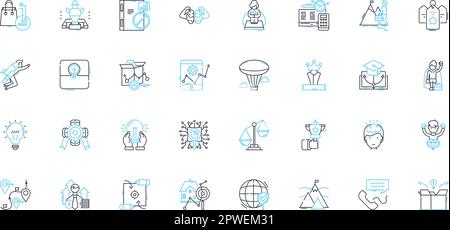 Strategy formulation linear icons set. Analysis, Planning, Tactics ...