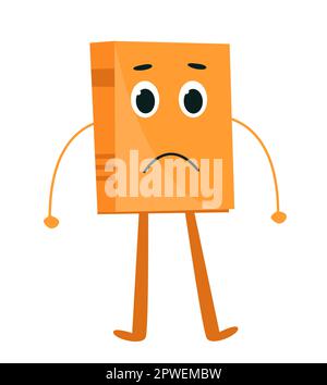 Dictionary book cartoon character with sad expression. Vector ...