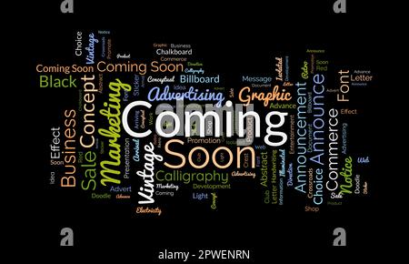 Word cloud background concept for coming soon. Business announcement ...