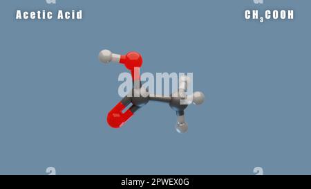 3d render of molecular structure of Acetic acid isolated over white ...