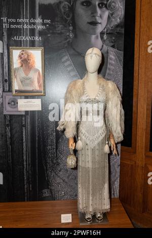 Costume for character Alexandra on display at 1923 TV series exhibition ...