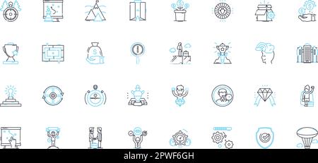 Skill progression linear icons set. Advancement, Growth, Development ...