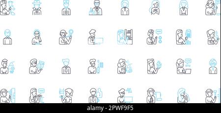 Alter egos linear icons set. Persona, Split, Identity, Duality, Double ...