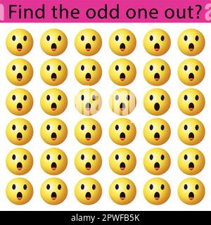 Find The Odd Emoji Out, Visual Logic Puzzle Game. Activity Game For Children. Vector ...