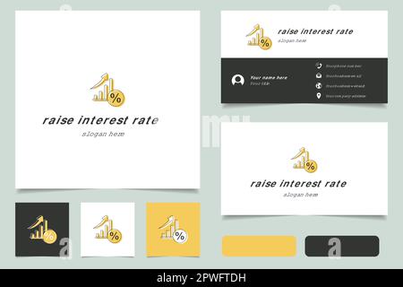 Interest rate logo design with editable slogan. Branding book and ...