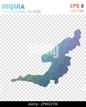 Map of Bequia. Low poly illustration of the island. Geometric design ...