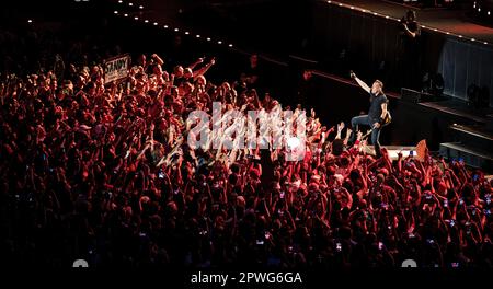 BARCELONA, SPAIN - APRIL 28 Bruce Springsteen, performs on stage at ...