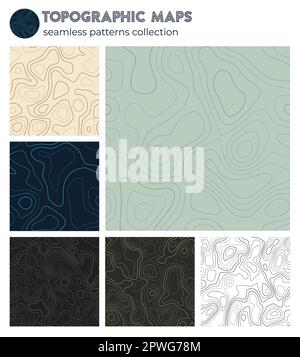 Topographic maps. Amazing isoline patterns, seamless design. Modern ...