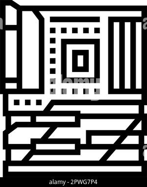 motherboard gaming pc line icon vector illustration Stock Vector Image ...