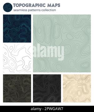 Topographic maps. Amazing isoline patterns, seamless design. Modern ...