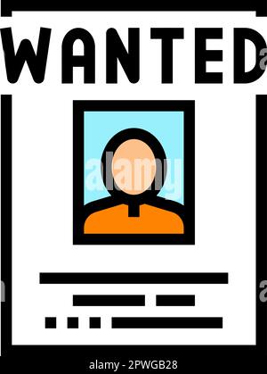 wanted poster crime color icon vector. wanted poster crime sign ...