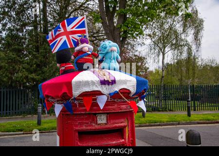 Coronation theme tribute,'Postbox Topper Stock Photo - Alamy
