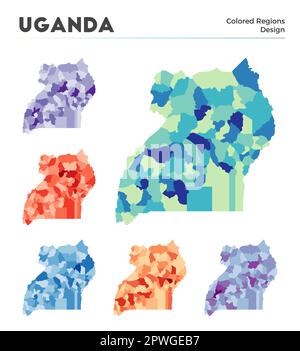 Isolated colored map of Uganda with borders of the regions Stock Vector ...