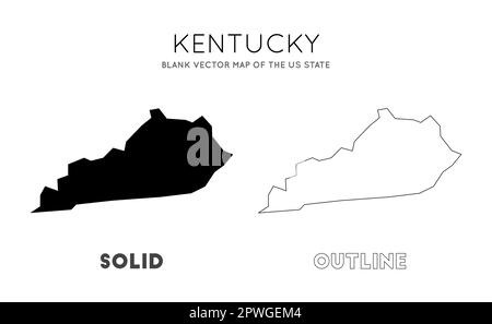 Kentucky map. Blank vector map of the US State with counties. Borders ...