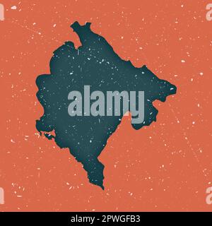 Montenegro vintage map. Grunge poster with map of the country in retro ...