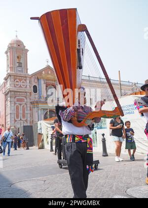Lima, Peru. 30th Apr, 2023. Indigenous dancers on stilts performing ...