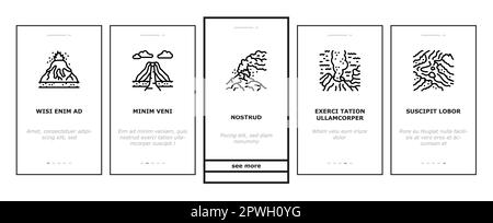 volcano lava eruption nature onboarding mobile vector. rock mountain ...