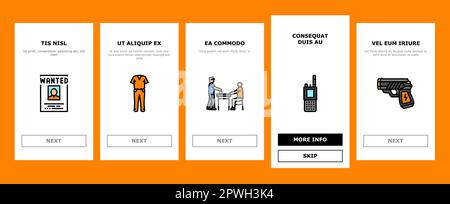 crime scene police evidence onboarding mobile vector. murder criminal ...