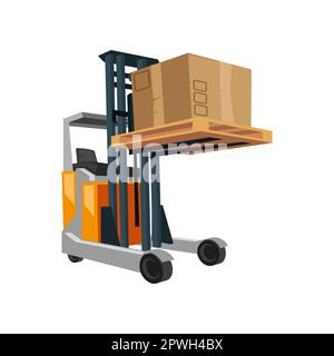 Modern reach truck reaching high cartoon illustration Stock Vector ...
