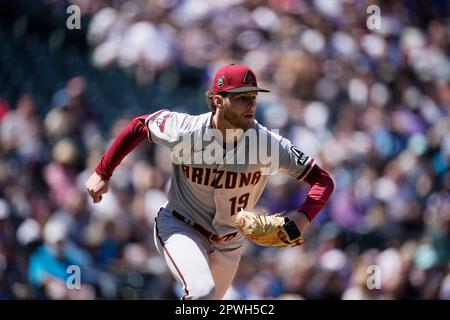 Arizona Diamondbacks starting pitcher Ryne Nelson (19) in the first inning of a baseball game ...