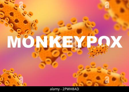 Abstract illustration of monkeypox virus on color background. Dangerous ...