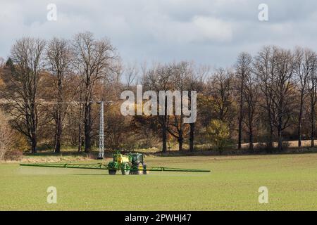 Application of plant protection products glyphosate to the field Stock ...