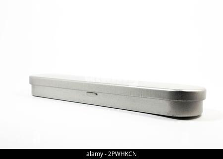 Empty metal long box on white background Stock Photo - Alamy