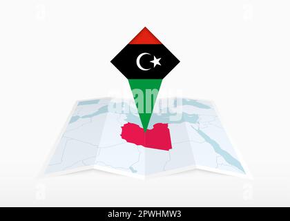 Location of Libya on the world map, marked with Libya flag pin ...