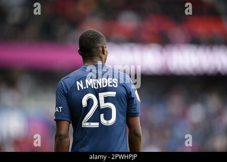 Nuno Mendes during the Ligue 1 football (soccer) match Paris Saint ...