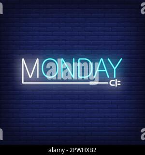 flat cyber monday neon lettering vector design illustration Stock ...