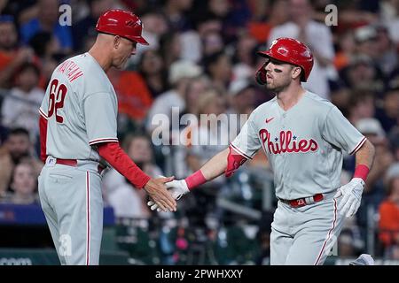 Philadelphia Phillies designated hitter Kody Clemens celebrates after ...