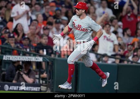 Philadelphia Phillies designated hitter Kody Clemens celebrates after ...