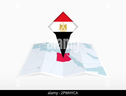 Egypt map, folded paper with Egypt map. Vector illustration Stock ...