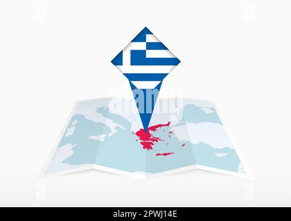 Greece map, folded paper with Greece map. Vector illustration Stock ...