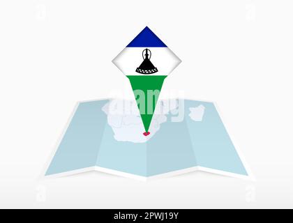 Lesotho map, folded paper with Lesotho map. Vector illustration Stock ...