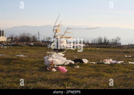 consequences of strong wind at the landfill Stock Photo - Alamy