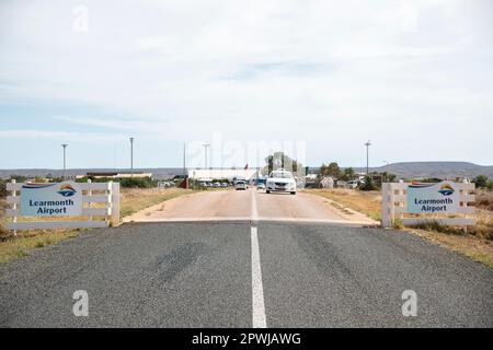 A general view of a Learmonth Airport sign near Exmouth, Western ...