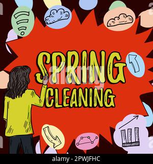 Sign displaying Spring Cleaning. Word Written on practice of thoroughly ...