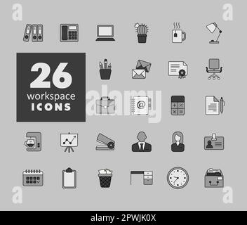 Workspace outline grayscale icon. Workspace sign. Graph symbol for your ...
