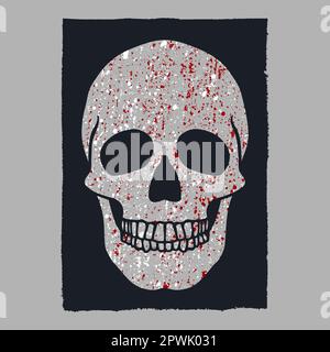 Bloody skull and bone poster design with gritty texture. Editable ...