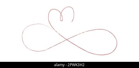 Red thin lines two hearts love infinity symbol on white background ...