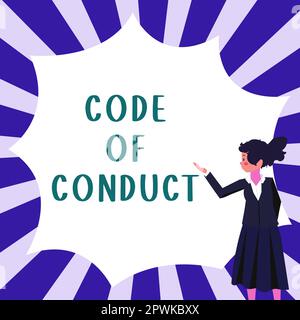 Handwriting text Code Of Conduct. Concept meaning Ethics rules moral ...