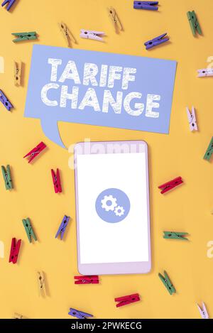 Text sign showing Tariff Change. Business photo showcasing Changes on ...